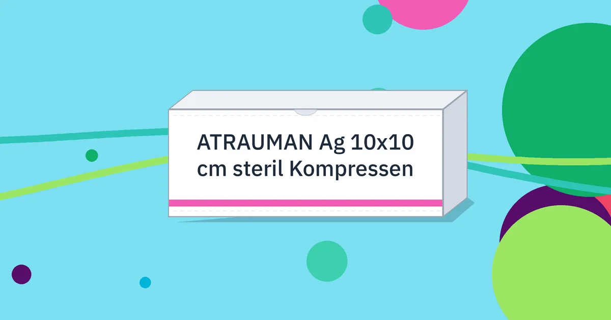 Symbolbild: Packung mit der Aufschrift ATRAUMAN Ag 10x10 cm steril Kompressen (PZN 08453971) – Verfügbarkeit und Bezug in Apotheken in Frankfurt am Main