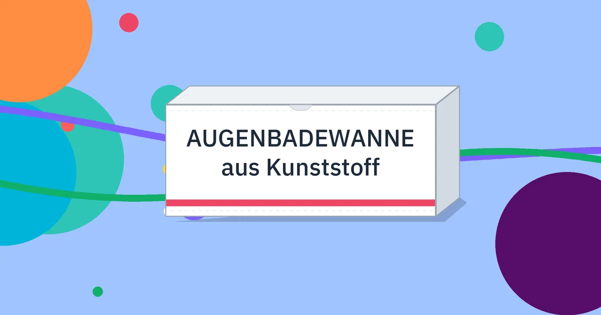 Symbolbild: Packung mit der Aufschrift AUGENBADEWANNE aus Kunststoff (PZN 04816402) – Verfügbarkeit und Bezug in Apotheken in Frankfurt am Main