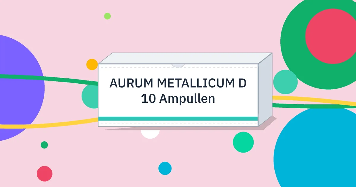 Symbolbild: Packung mit der Aufschrift AURUM METALLICUM D 10 Ampullen (PZN 11704336) – Verfügbarkeit und Bezug in Apotheken in Frankfurt am Main