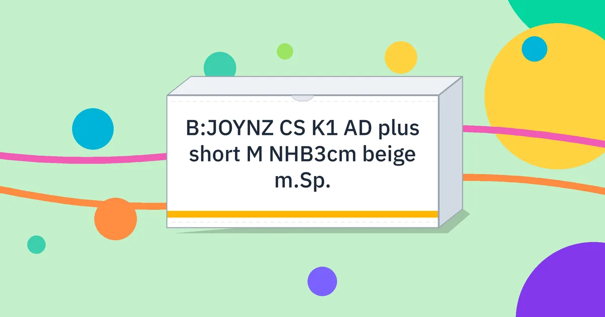 Symbolbild: Packung mit der Aufschrift B:JOYNZ CS K1 AD plus short M NHB3cm beige m.Sp. (PZN 20526158) – Verfügbarkeit und Bezug in Apotheken in Frankfurt am Main