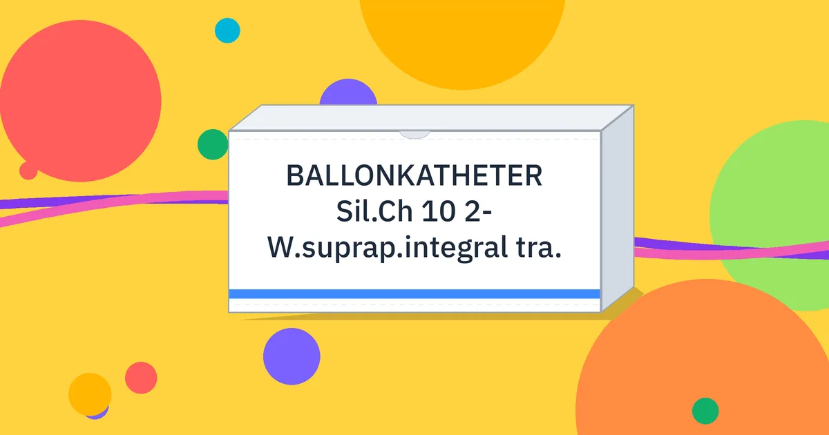 Symbolbild: Packung mit der Aufschrift BALLONKATHETER Sil.Ch 10 2-W.suprap.integral tra. (PZN 14350353) – Verfügbarkeit und Bezug in Apotheken in Frankfurt am Main
