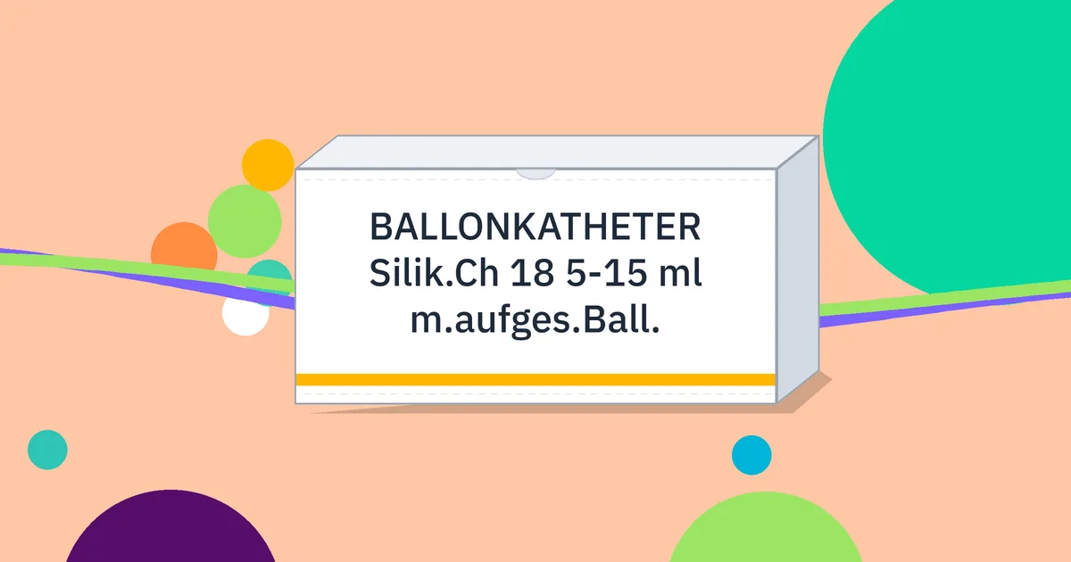 Symbolbild: Packung mit der Aufschrift BALLONKATHETER Silik.Ch 18 5-15 ml m.aufges.Ball. (PZN 01048368) – Verfügbarkeit und Bezug in Apotheken in Frankfurt am Main
