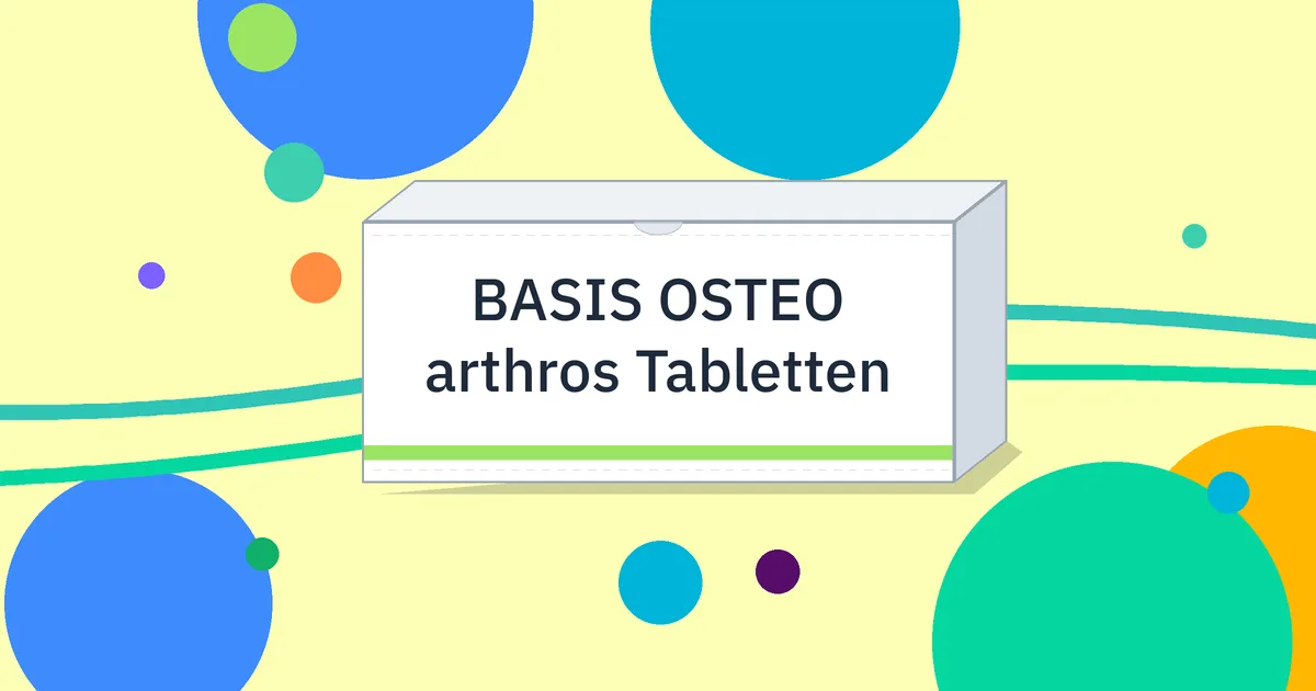 Symbolbild: Packung mit der Aufschrift BASIS OSTEO arthros Tabletten (PZN 07780455) – Verfügbarkeit und Bezug in Apotheken in Frankfurt am Main