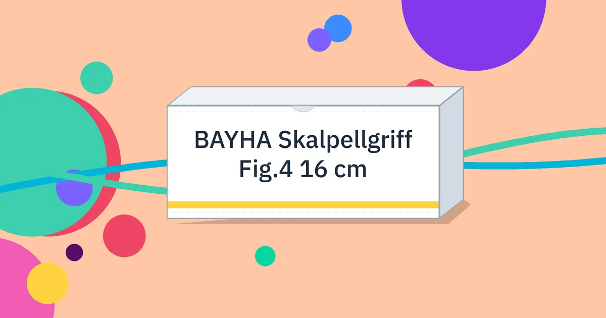 Symbolbild: Packung mit der Aufschrift BAYHA Skalpellgriff Fig.4 16 cm (PZN 08799250) – Verfügbarkeit und Bezug in Apotheken in Frankfurt am Main