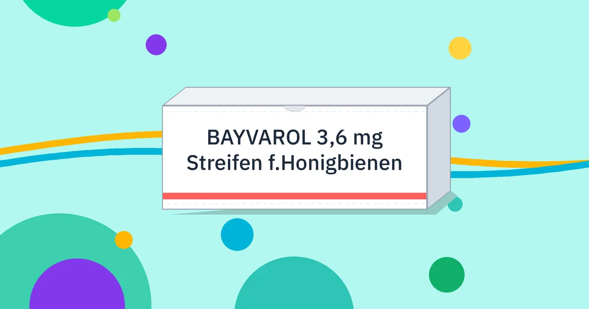 Symbolbild: Packung mit der Aufschrift BAYVAROL 3,6 mg Streifen f.Honigbienen (PZN 16914771) – Verfügbarkeit und Bezug in Apotheken in Frankfurt am Main