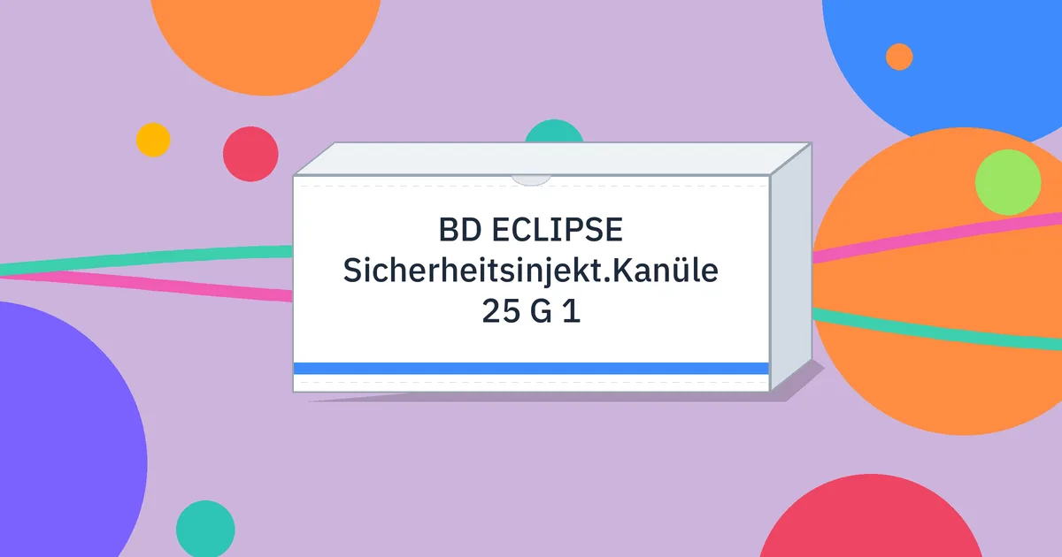 Symbolbild: Packung mit der Aufschrift BD ECLIPSE Sicherheitsinjekt.Kanüle 25 G 1 (PZN 09235213) – Verfügbarkeit und Bezug in Apotheken in Frankfurt am Main