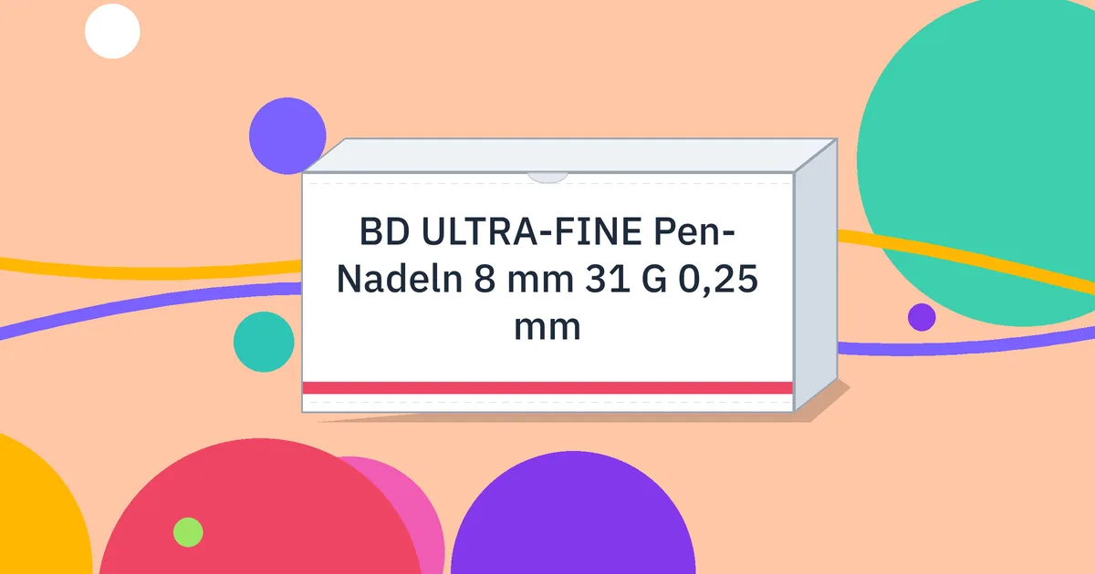 Symbolbild: Packung mit der Aufschrift BD ULTRA-FINE Pen-Nadeln 8 mm 31 G 0,25 mm (PZN 20059283) – Verfügbarkeit und Bezug in Apotheken in Frankfurt am Main