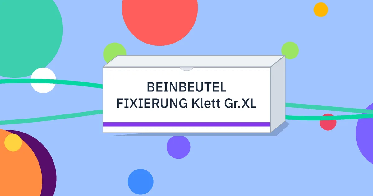 Symbolbild: Packung mit der Aufschrift BEINBEUTEL FIXIERUNG Klett Gr.XL (PZN 08871272) – Verfügbarkeit und Bezug in Apotheken in Frankfurt am Main