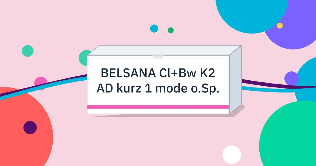 Symbolbild: Packung mit der Aufschrift BELSANA Cl+Bw K2 AD kurz 1 mode o.Sp. (PZN 12240689) – Verfügbarkeit und Bezug in Apotheken in Frankfurt am Main