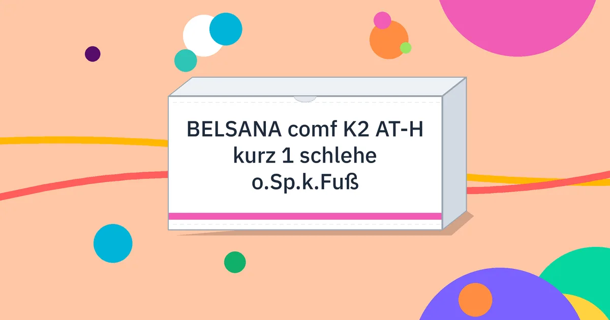 Symbolbild: Packung mit der Aufschrift BELSANA comf K2 AT-H kurz 1 schlehe o.Sp.k.Fuß (PZN 12328036) – Verfügbarkeit und Bezug in Apotheken in Frankfurt am Main