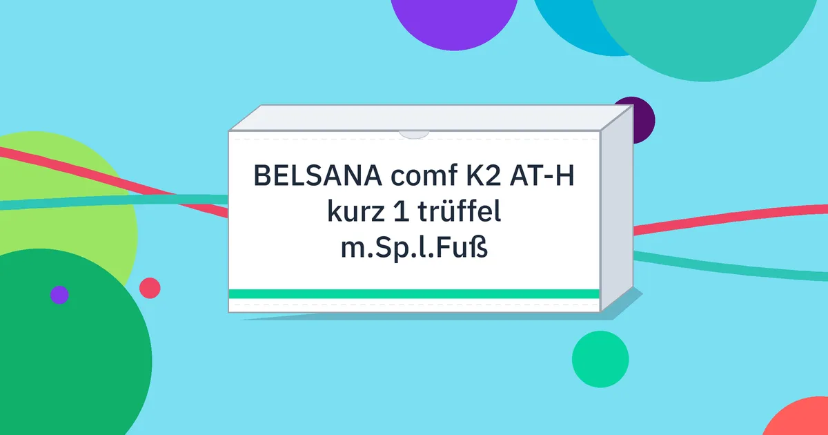 Symbolbild: Packung mit der Aufschrift BELSANA comf K2 AT-H kurz 1 trüffel m.Sp.l.Fuß (PZN 12328148) – Verfügbarkeit und Bezug in Apotheken in Frankfurt am Main