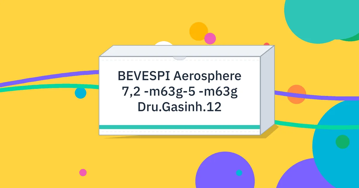 Symbolbild: Packung mit der Aufschrift BEVESPI Aerosphere 7,2 -m63g-5 -m63g Dru.Gasinh.12 (PZN 19980521) – Verfügbarkeit und Bezug in Apotheken in Frankfurt am Main