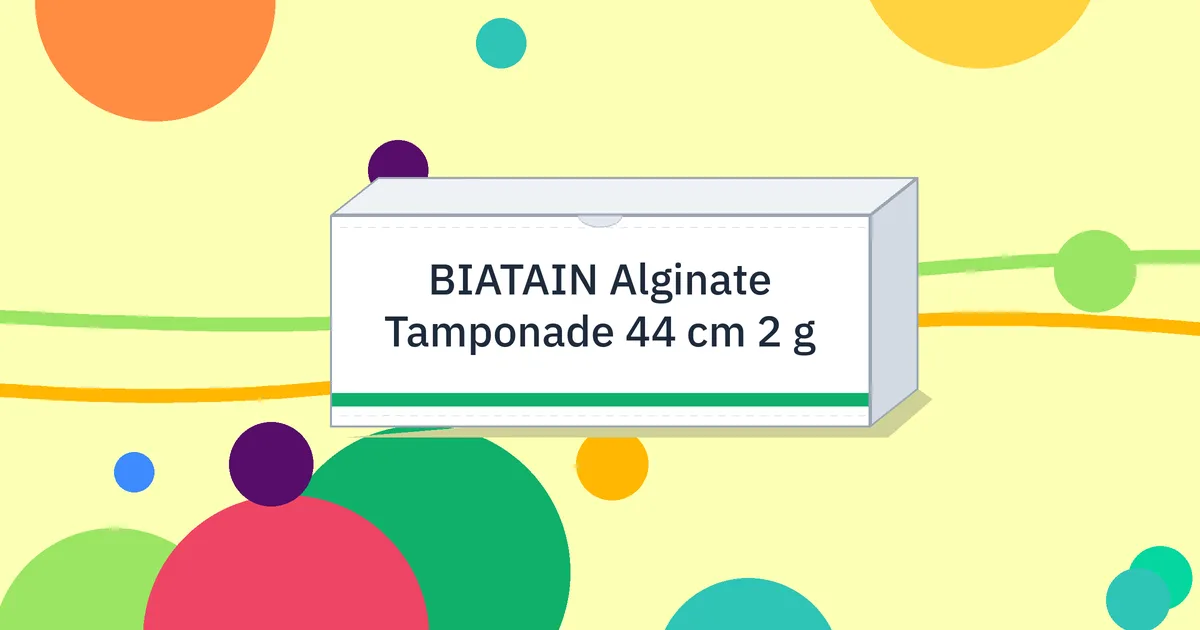 Symbolbild: Packung mit der Aufschrift BIATAIN Alginate Tamponade 44 cm 2 g (PZN 01406425) – Verfügbarkeit und Bezug in Apotheken in Frankfurt am Main