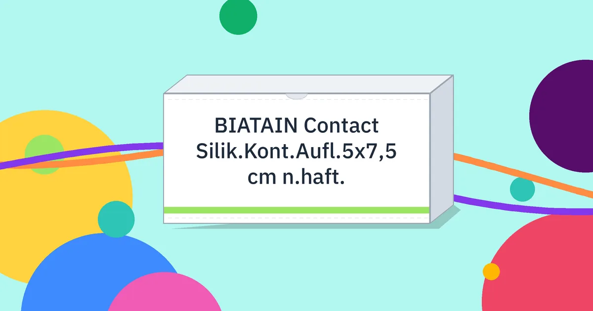 Symbolbild: Packung mit der Aufschrift BIATAIN Contact Silik.Kont.Aufl.5x7,5 cm n.haft. (PZN 17264507) – Verfügbarkeit und Bezug in Apotheken in Frankfurt am Main