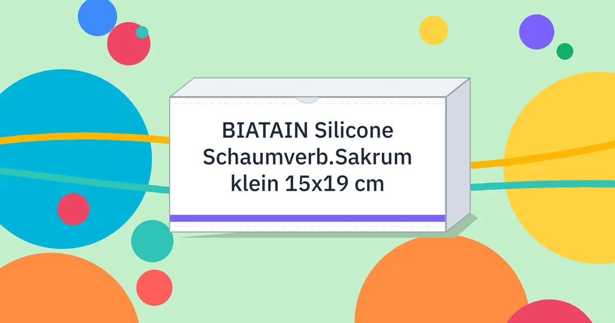 Symbolbild: Packung mit der Aufschrift BIATAIN Silicone Schaumverb.Sakrum klein 15x19 cm (PZN 16017882) – Verfügbarkeit und Bezug in Apotheken in Frankfurt am Main