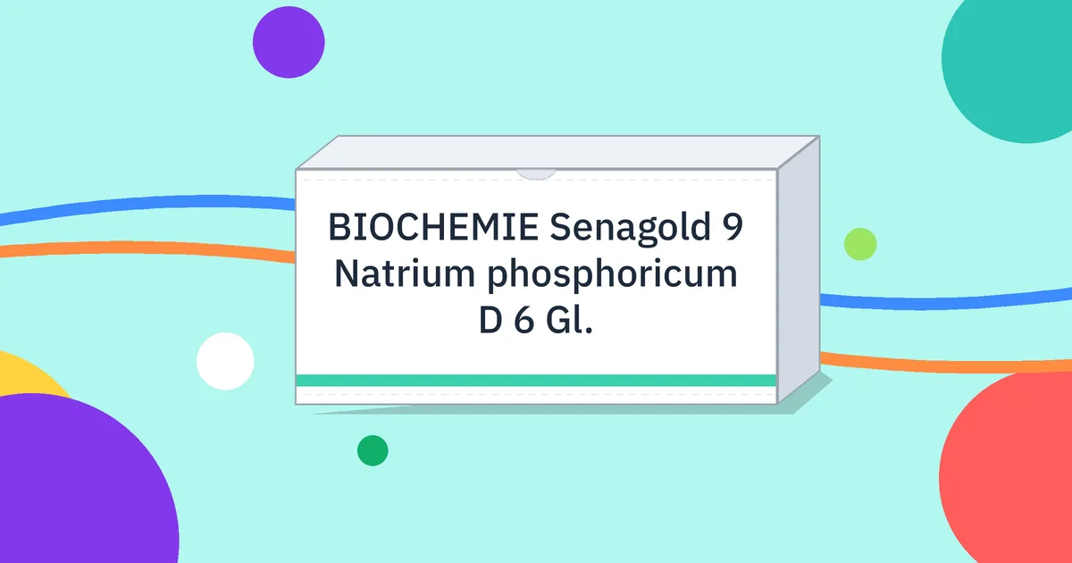 Symbolbild: Packung mit der Aufschrift BIOCHEMIE Senagold 9 Natrium phosphoricum D 6 Gl. (PZN 06827723) – Verfügbarkeit und Bezug in Apotheken in Frankfurt am Main