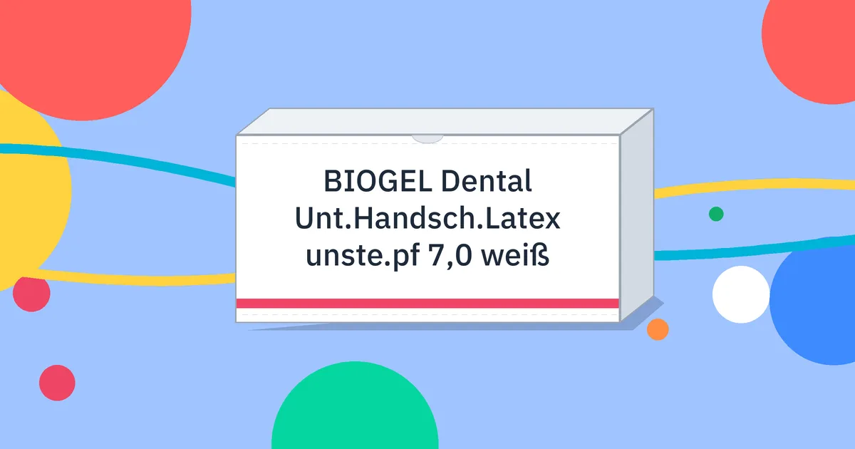 Symbolbild: Packung mit der Aufschrift BIOGEL Dental Unt.Handsch.Latex unste.pf 7,0 weiß (PZN 19496311) – Verfügbarkeit und Bezug in Apotheken in Frankfurt am Main