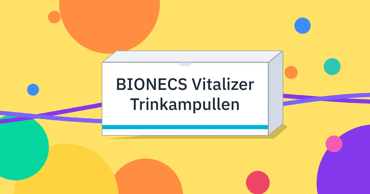 Symbolbild: Packung mit der Aufschrift BIONECS Vitalizer Trinkampullen (PZN 01825286) – Verfügbarkeit und Bezug in Apotheken in Frankfurt am Main