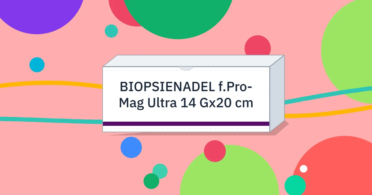 Symbolbild: Packung mit der Aufschrift BIOPSIENADEL f.Pro-Mag Ultra 14 Gx20 cm (PZN 07566638) – Verfügbarkeit und Bezug in Apotheken in Frankfurt am Main