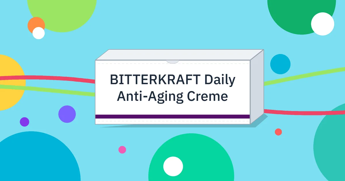 Symbolbild: Packung mit der Aufschrift BITTERKRAFT Daily Anti-Aging Creme (PZN 19368464) – Verfügbarkeit und Bezug in Apotheken in Frankfurt am Main
