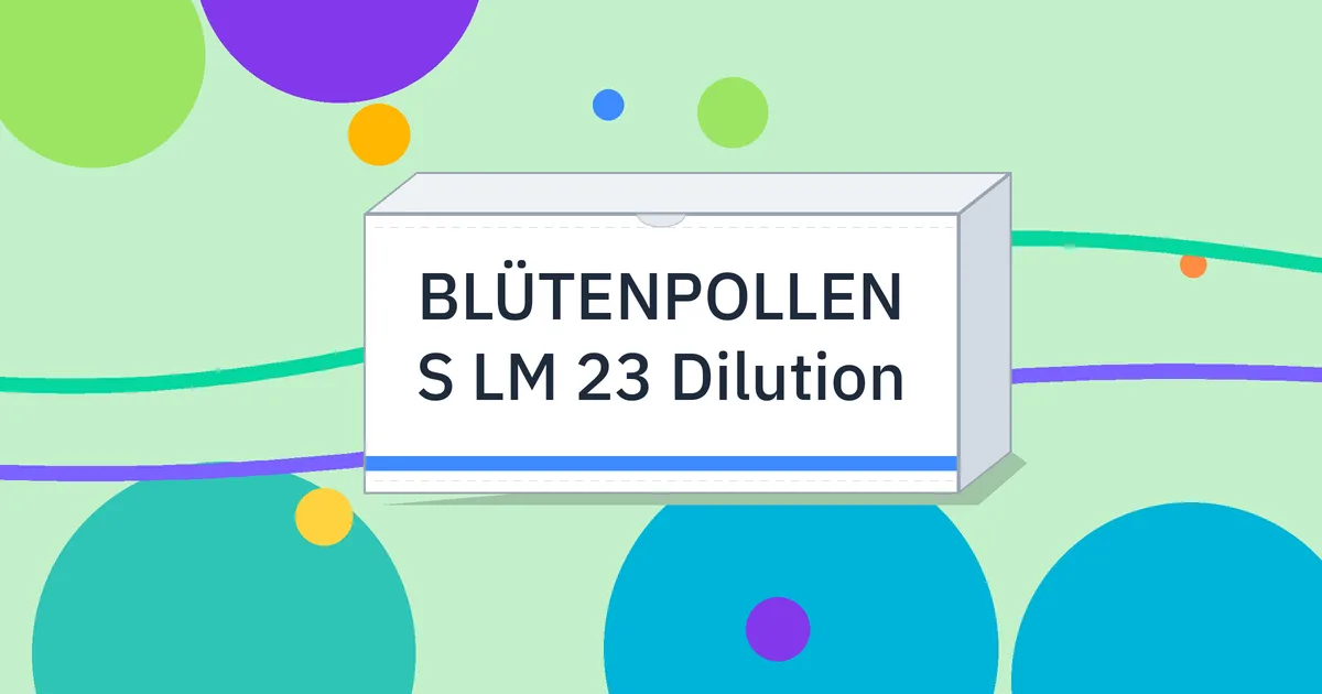 Symbolbild: Packung mit der Aufschrift BLÜTENPOLLEN S LM 23 Dilution (PZN 12795335) – Verfügbarkeit und Bezug in Apotheken in Frankfurt am Main