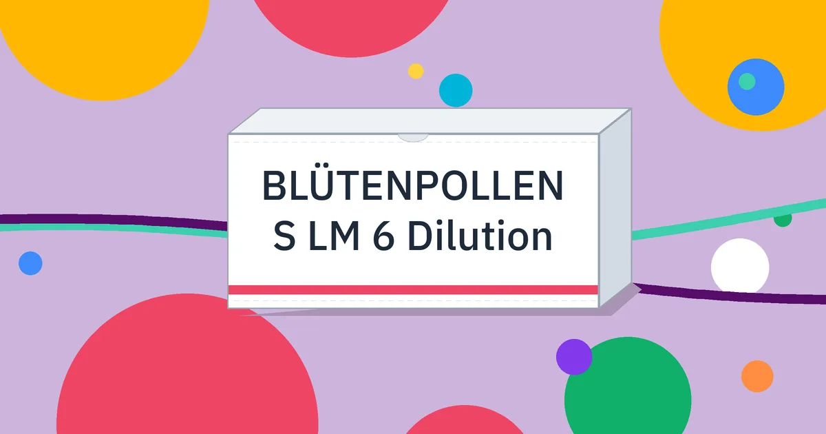 Symbolbild: Packung mit der Aufschrift BLÜTENPOLLEN S LM 6 Dilution (PZN 12795128) – Verfügbarkeit und Bezug in Apotheken in Frankfurt am Main