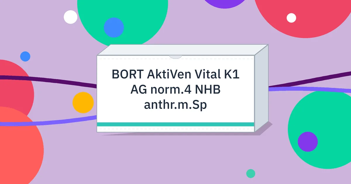 Symbolbild: Packung mit der Aufschrift BORT AktiVen Vital K1 AG norm.4 NHB anthr.m.Sp (PZN 13733833) – Verfügbarkeit und Bezug in Apotheken in Frankfurt am Main