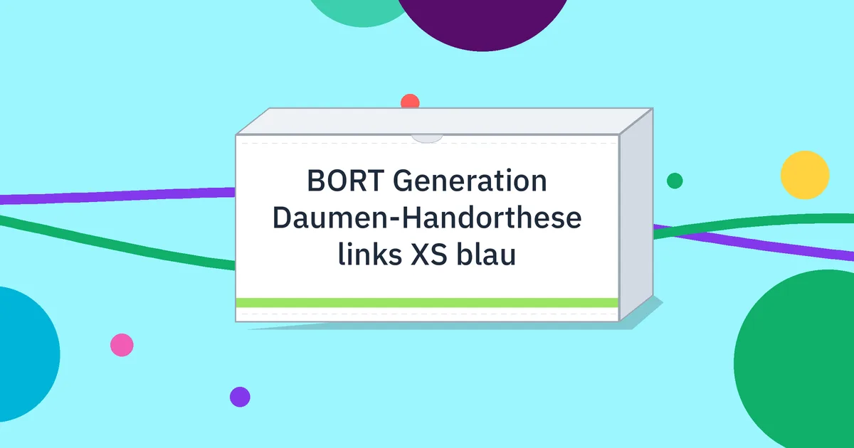 Symbolbild: Packung mit der Aufschrift BORT Generation Daumen-Handorthese links XS blau (PZN 13911677) – Verfügbarkeit und Bezug in Apotheken in Frankfurt am Main
