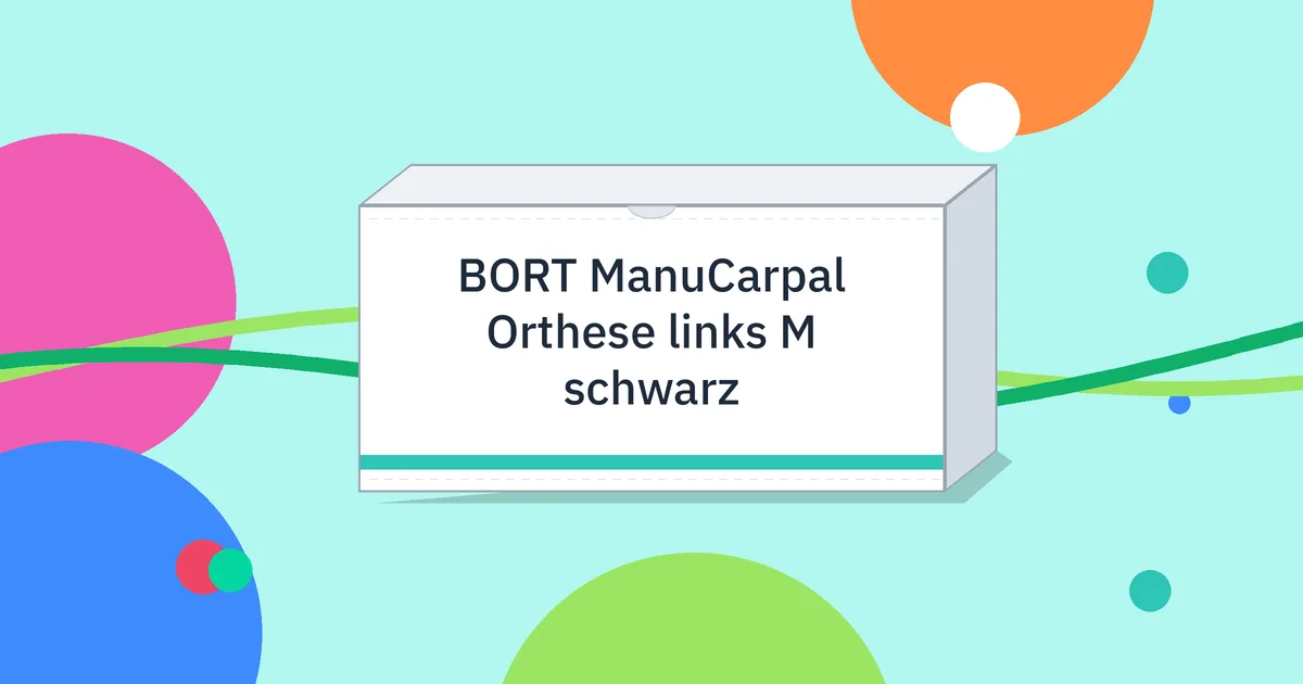 Symbolbild: Packung mit der Aufschrift BORT ManuCarpal Orthese links M schwarz (PZN 06156542) – Verfügbarkeit und Bezug in Apotheken in Frankfurt am Main