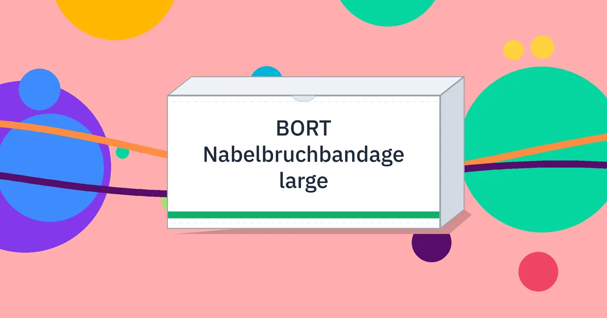 Symbolbild: Packung mit der Aufschrift BORT Nabelbruchbandage large (PZN 20105712) – Verfügbarkeit und Bezug in Apotheken in Frankfurt am Main