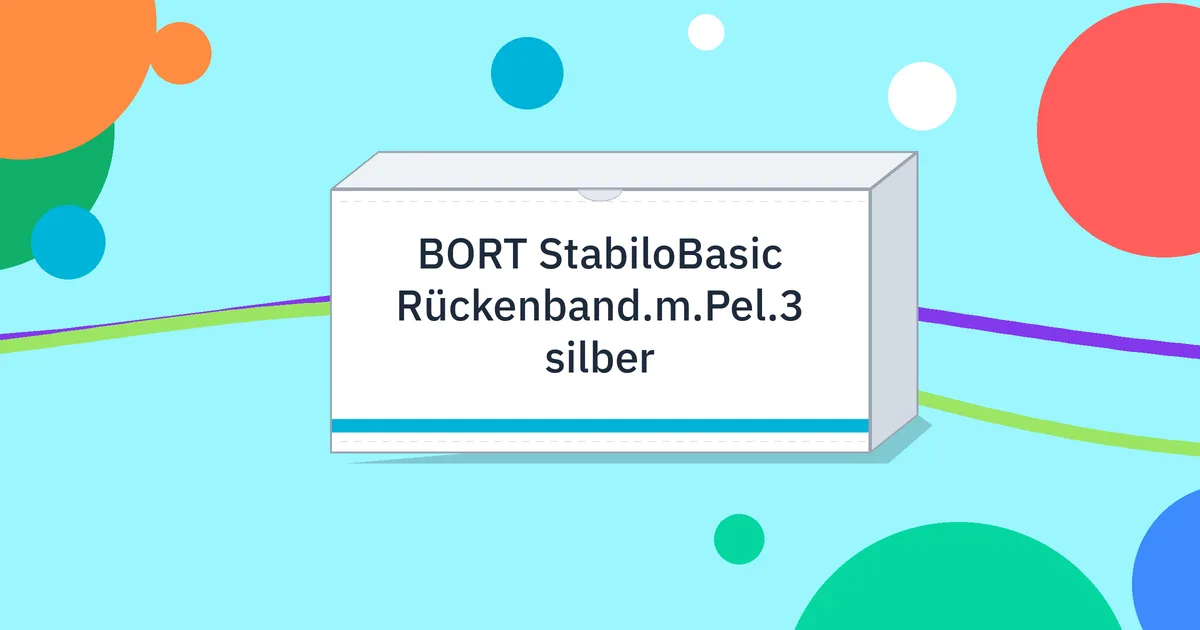 Symbolbild: Packung mit der Aufschrift BORT StabiloBasic Rückenband.m.Pel.3 silber (PZN 05872408) – Verfügbarkeit und Bezug in Apotheken in Frankfurt am Main
