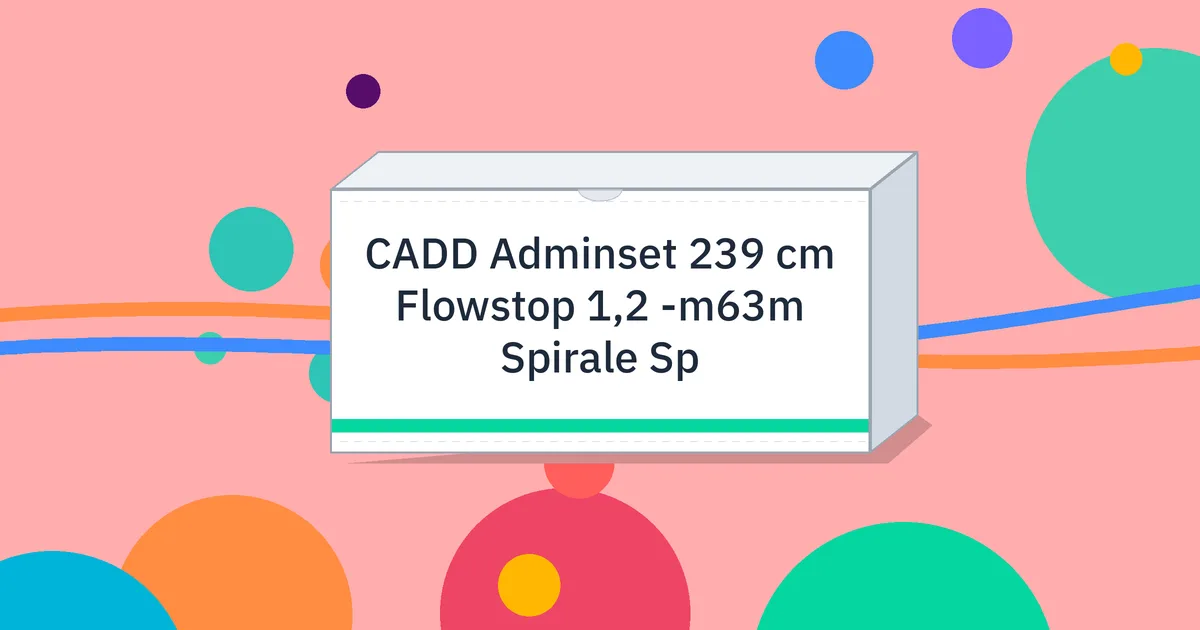 Symbolbild: Packung mit der Aufschrift CADD Adminset 239 cm Flowstop 1,2 -m63m Spirale Sp (PZN 16786184) – Verfügbarkeit und Bezug in Apotheken in Frankfurt am Main