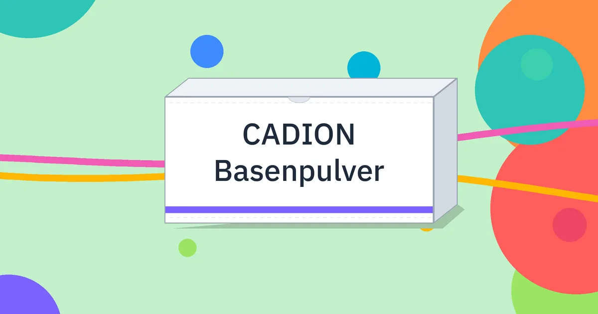 Symbolbild: Packung mit der Aufschrift CADION Basenpulver (PZN 02407533) – Verfügbarkeit und Bezug in Apotheken in Frankfurt am Main