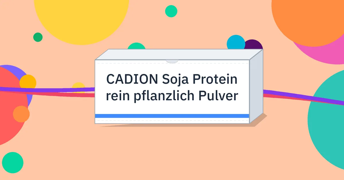 Symbolbild: Packung mit der Aufschrift CADION Soja Protein rein pflanzlich Pulver (PZN 00222597) – Verfügbarkeit und Bezug in Apotheken in Frankfurt am Main