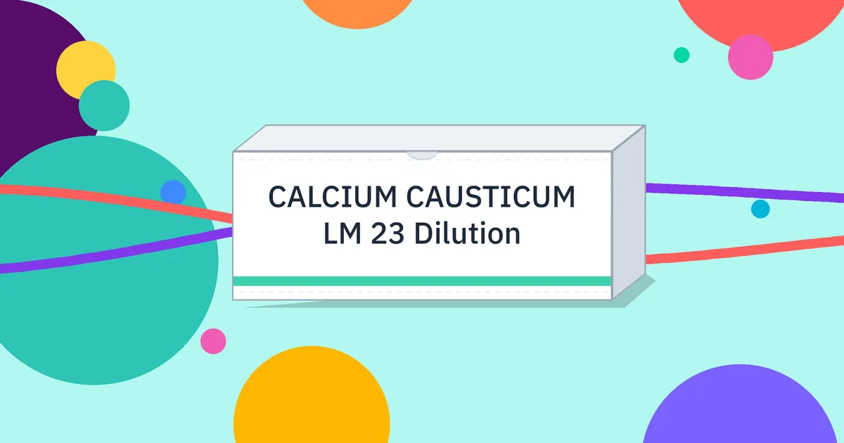 Symbolbild: Packung mit der Aufschrift CALCIUM CAUSTICUM LM 23 Dilution (PZN 12804040) – Verfügbarkeit und Bezug in Apotheken in Frankfurt am Main