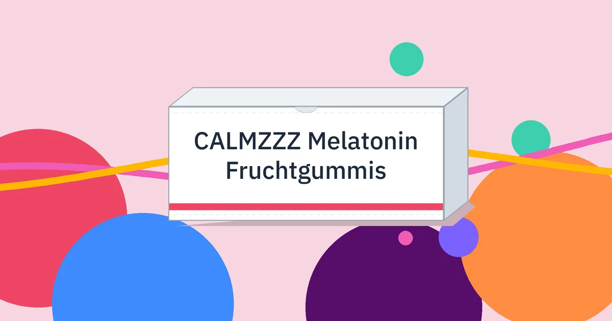 Symbolbild: Packung mit der Aufschrift CALMZZZ Melatonin Fruchtgummis (PZN 19469159) – Verfügbarkeit und Bezug in Apotheken in Frankfurt am Main