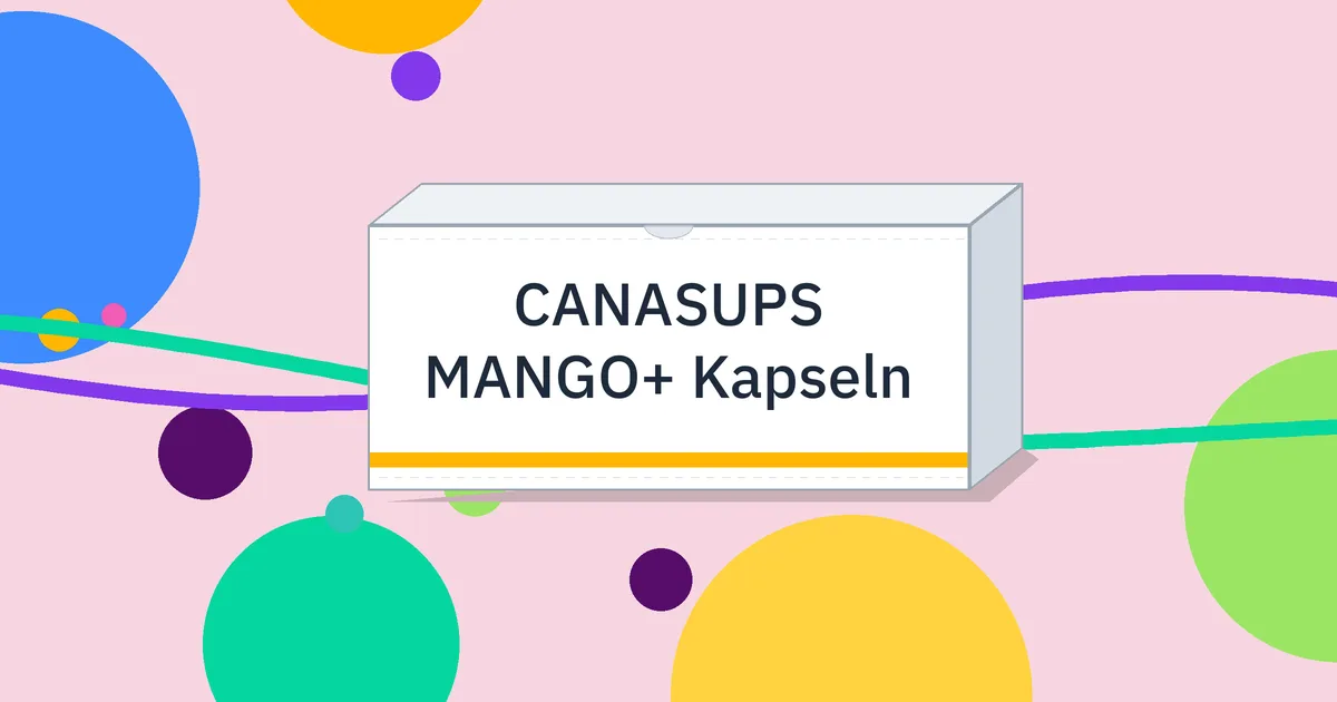Symbolbild: Packung mit der Aufschrift CANASUPS MANGO+ Kapseln (PZN 19902136) – Verfügbarkeit und Bezug in Apotheken in Frankfurt am Main