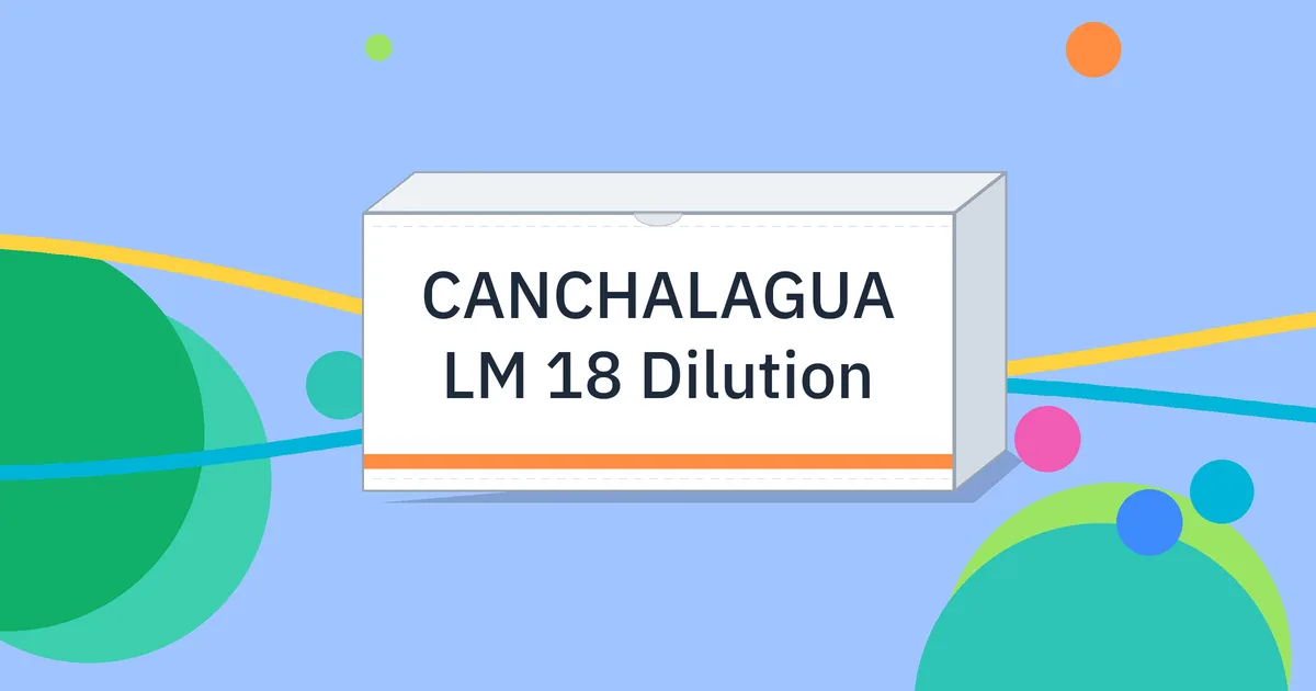 Symbolbild: Packung mit der Aufschrift CANCHALAGUA LM 18 Dilution (PZN 13412589) – Verfügbarkeit und Bezug in Apotheken in Frankfurt am Main