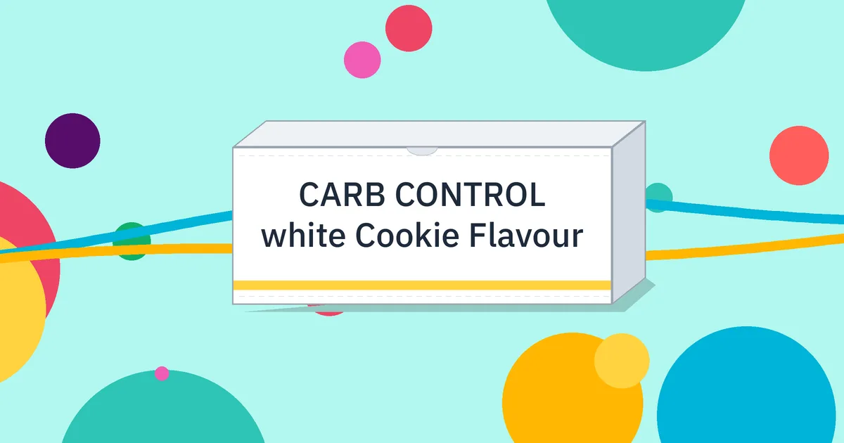 Symbolbild: Packung mit der Aufschrift CARB CONTROL white Cookie Flavour (PZN 14163243) – Verfügbarkeit und Bezug in Apotheken in Frankfurt am Main