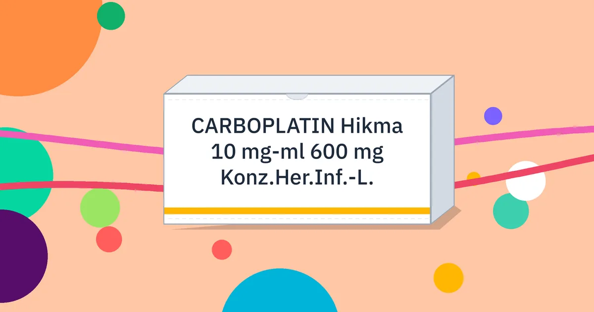 Symbolbild: Packung mit der Aufschrift CARBOPLATIN Hikma 10 mg-ml 600 mg Konz.Her.Inf.-L. (PZN 17561642) – Verfügbarkeit und Bezug in Apotheken in Frankfurt am Main