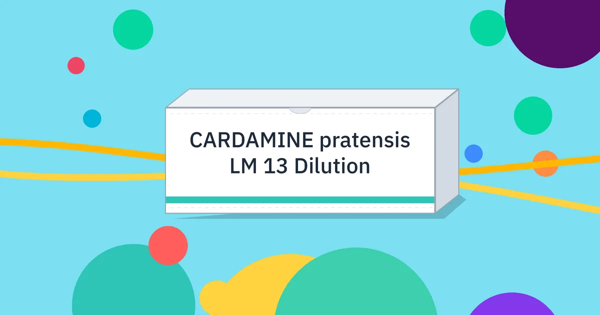 Symbolbild: Packung mit der Aufschrift CARDAMINE pratensis LM 13 Dilution (PZN 13429147) – Verfügbarkeit und Bezug in Apotheken in Frankfurt am Main