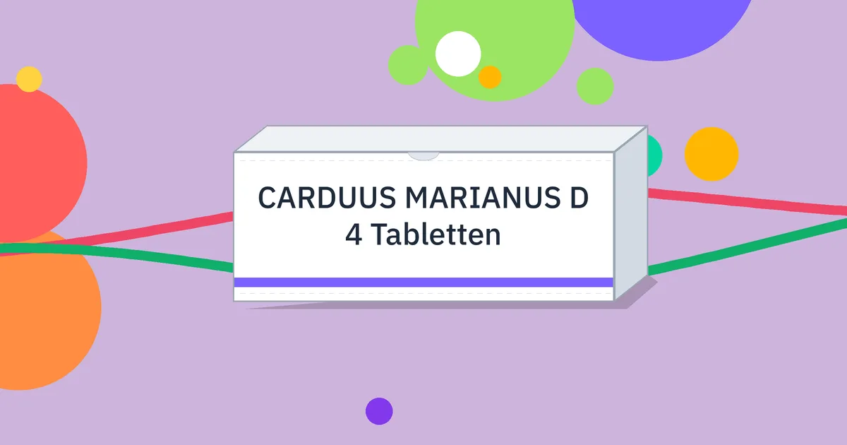 Symbolbild: Packung mit der Aufschrift CARDUUS MARIANUS D 4 Tabletten (PZN 02112016) – Verfügbarkeit und Bezug in Apotheken in Frankfurt am Main