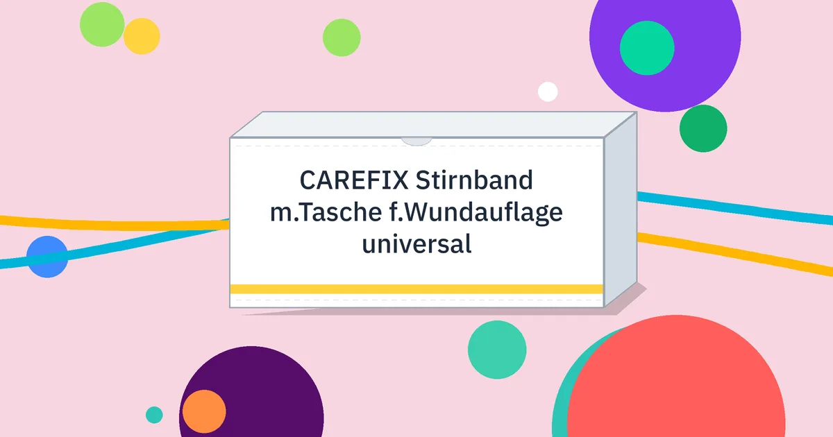 Symbolbild: Packung mit der Aufschrift CAREFIX Stirnband m.Tasche f.Wundauflage universal (PZN 17299368) – Verfügbarkeit und Bezug in Apotheken in Frankfurt am Main
