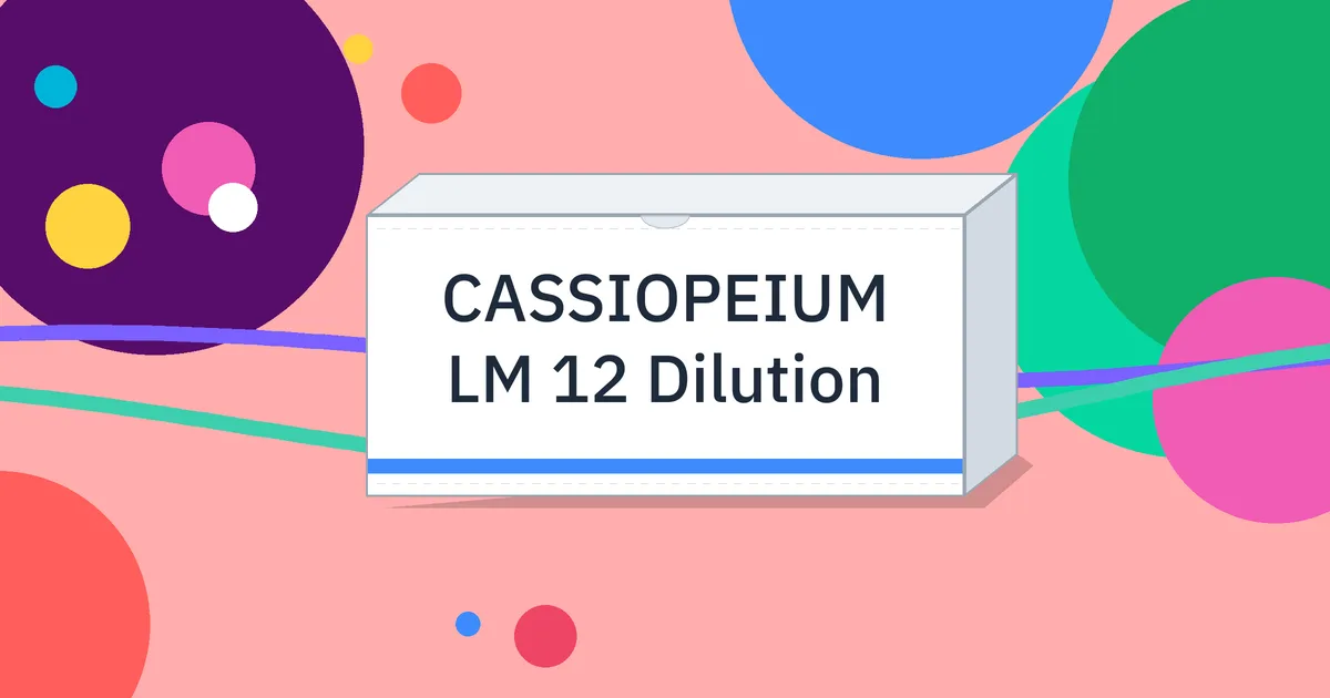 Symbolbild: Packung mit der Aufschrift CASSIOPEIUM LM 12 Dilution (PZN 13433841) – Verfügbarkeit und Bezug in Apotheken in Frankfurt am Main