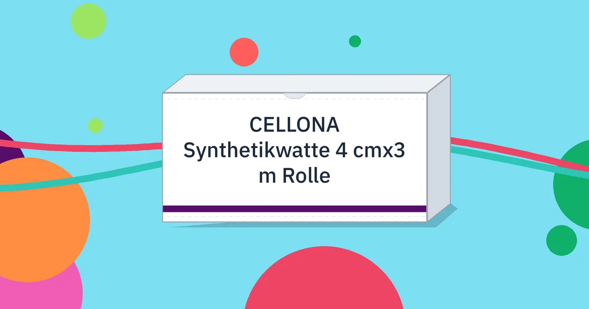 Symbolbild: Packung mit der Aufschrift CELLONA Synthetikwatte 4 cmx3 m Rolle (PZN 02754157) – Verfügbarkeit und Bezug in Apotheken in Frankfurt am Main