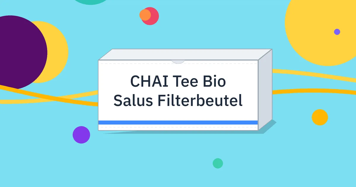 Symbolbild: Packung mit der Aufschrift CHAI Tee Bio Salus Filterbeutel (PZN 02034411) – Verfügbarkeit und Bezug in Apotheken in Frankfurt am Main