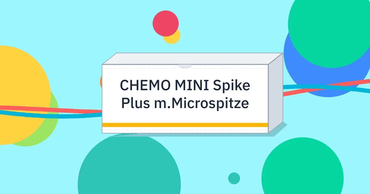 Symbolbild: Packung mit der Aufschrift CHEMO MINI Spike Plus m.Microspitze (PZN 02158018) – Verfügbarkeit und Bezug in Apotheken in Frankfurt am Main