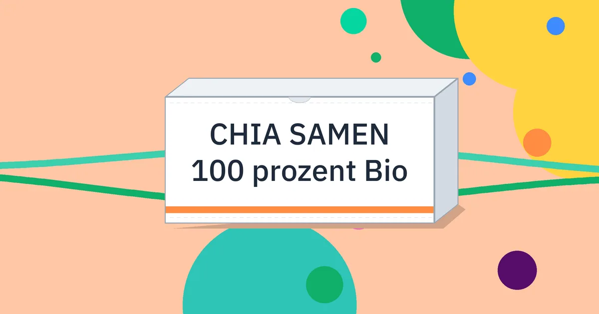 Symbolbild: Packung mit der Aufschrift CHIA SAMEN 100 prozent Bio (PZN 10811685) – Verfügbarkeit und Bezug in Apotheken in Frankfurt am Main