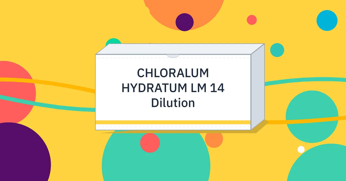 Symbolbild: Packung mit der Aufschrift CHLORALUM HYDRATUM LM 14 Dilution (PZN 13444106) – Verfügbarkeit und Bezug in Apotheken in Frankfurt am Main