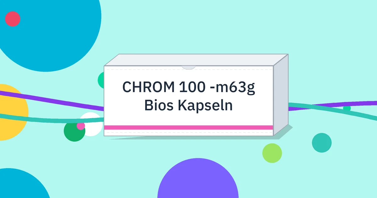 Symbolbild: Packung mit der Aufschrift CHROM 100 -m63g Bios Kapseln (PZN 01080194) – Verfügbarkeit und Bezug in Apotheken in Frankfurt am Main